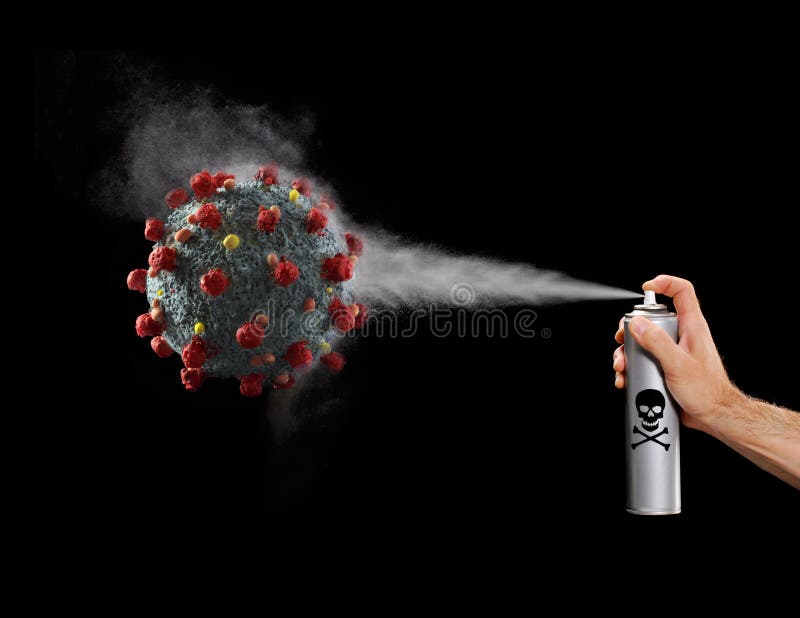 Kill the Coronavirus Molecule Structure Using a Toxic Spray. Stock ...