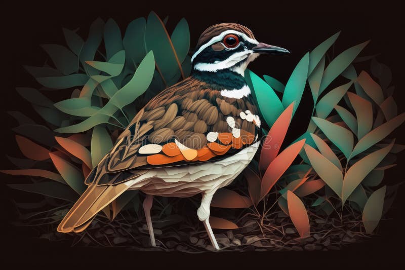 Design of Colorful Killdeer Bird in the Jungle Stock Illustration ...