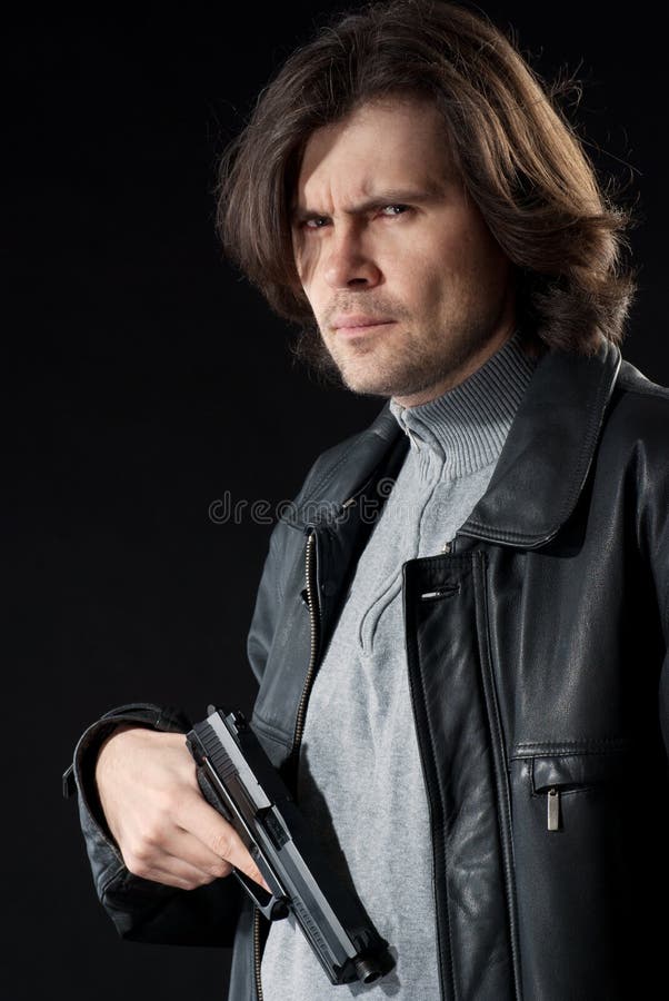 Killer stock photo. Image of fashion, black, firearm - 19177550