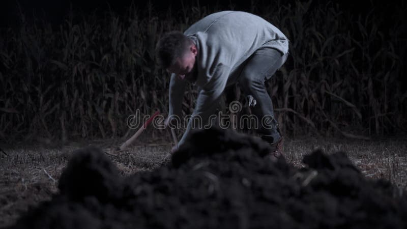 Killer Digs Grave at Night. Stock Footage - Video of anger, shovel ...