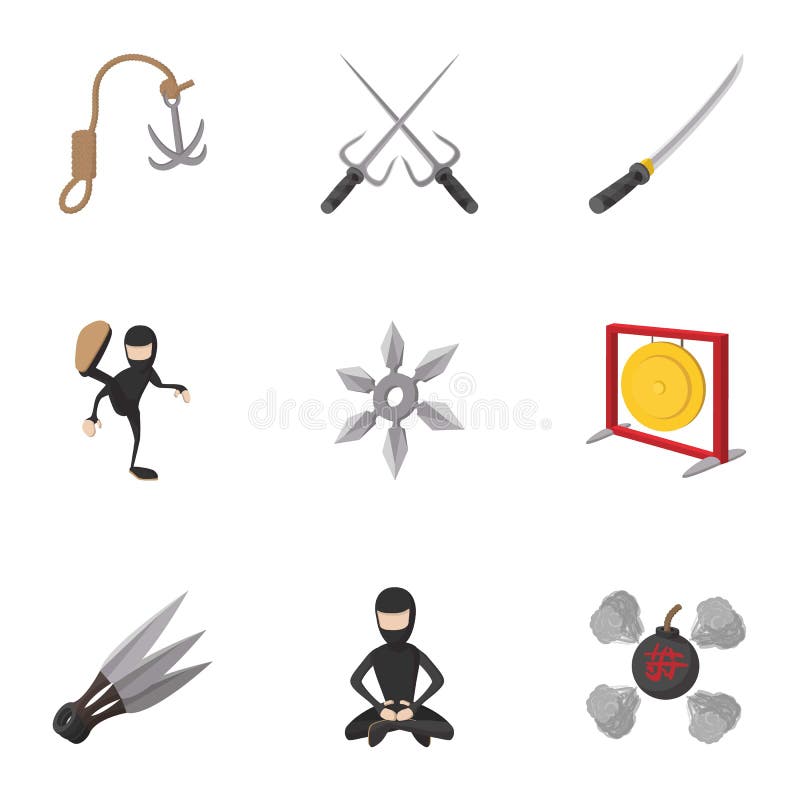 Killer Icons Set, Cartoon Style Stock Illustration - Illustration of ...