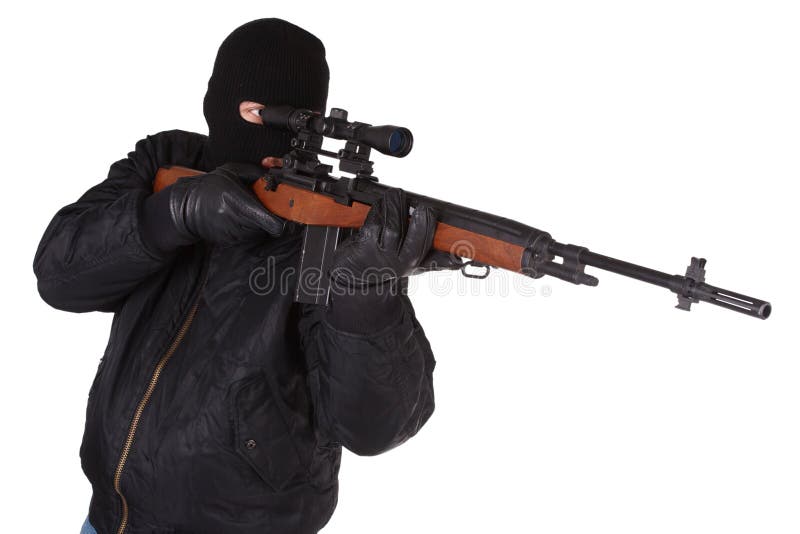 Killer with sniper rifle stock photo. Image of dangerous - 45242308