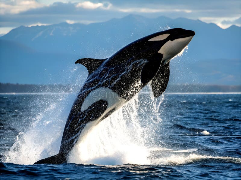 A killer whale jumping stock image. Image of blue, life - 385504191