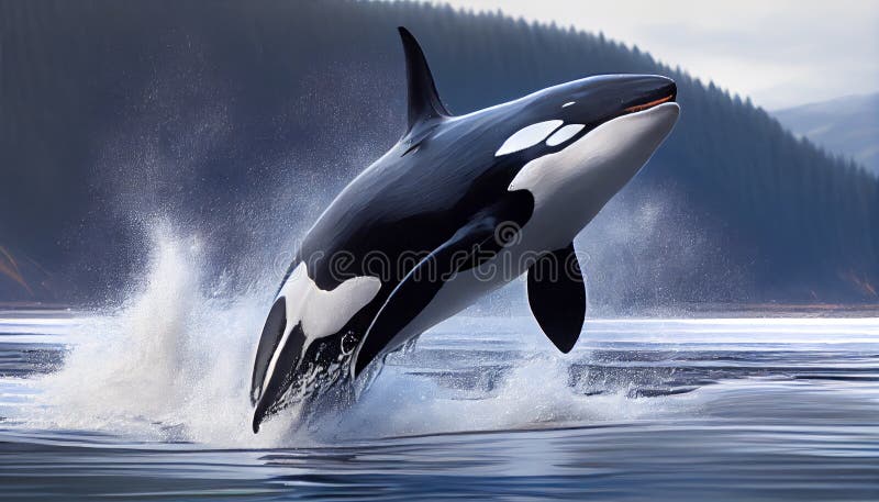 Killer Whale Jumping Out of the Water. Generative AI Stock Illustration ...