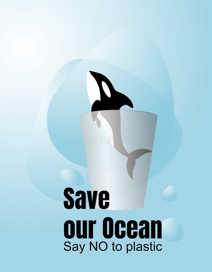 Killer Whale Jumps Out of a Plastic Cup. Stock Vector - Illustration of ...