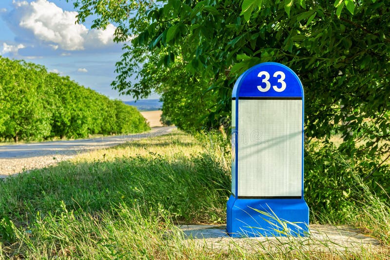 Kilometer pole stock photo. Image of background, numeric - 252623984