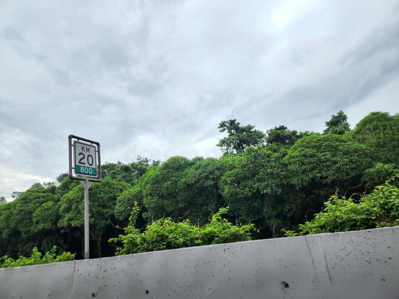 Kilometer Post Sign in the Middle of Highway Stock Photo - Image of ...