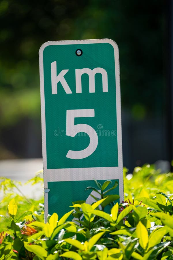 Five Kilometer Sign stock photo. Image of marker, roadside - 361308894