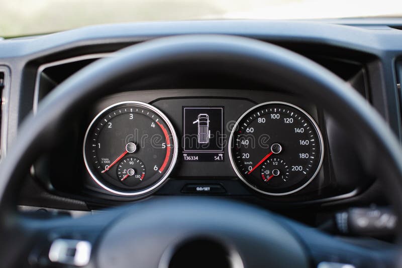 Car Speedometer in New Car. Stock Photo - Image of close, control ...