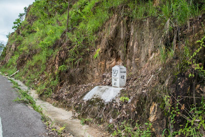 A Kilometer Stone on the Road Stock Image - Image of milestone ...