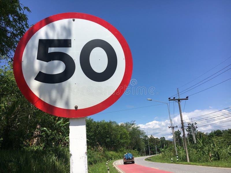 50 Kilometers Per Hour Speed Limit Traffic Sign Stock Image - Image of ...