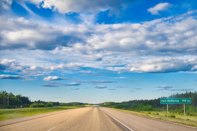 149 Kilometers To Go Highway 63 To Fort McMurray Alberta Canada Stock ...