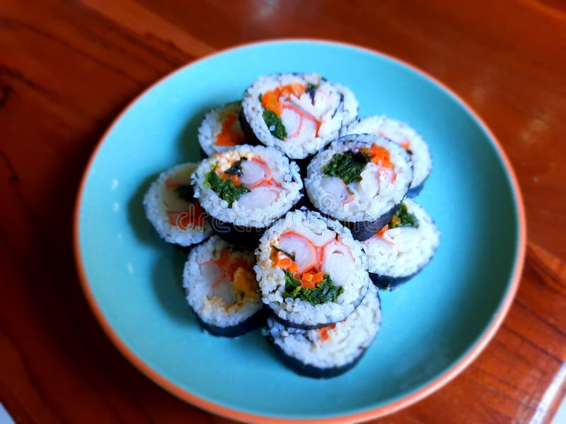 Kimbab is Easily Made and Delicious To Eat Stock Photo - Image of meat ...