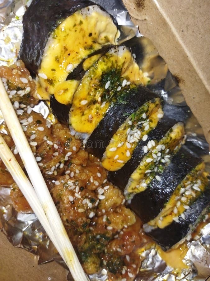 Kimbab mentai chicken stock image. Image of mentai, tasty - 340052811