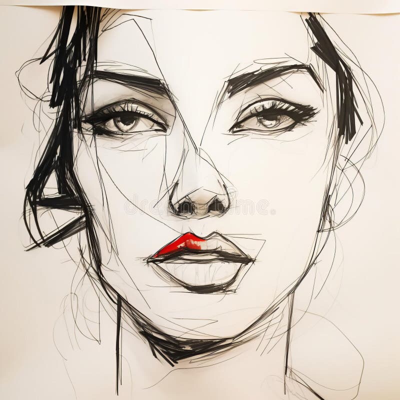 Capturing Kimberly S Flawless Beauty with Blind Contour Drawing Stock ...