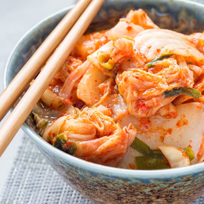 Kimchi Cabbage. Korean Appetizer in Bowl, Square Format Stock Image ...