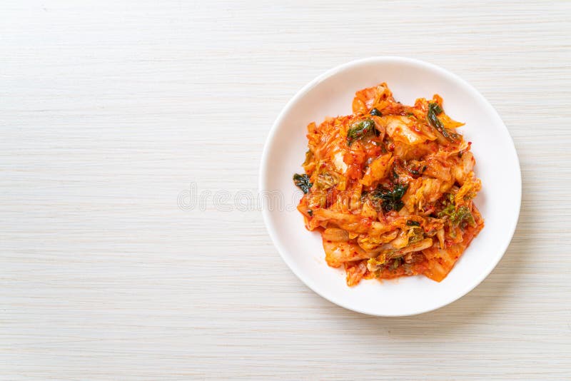 Kimchi cabbage on plate stock image. Image of kimchi - 196934289