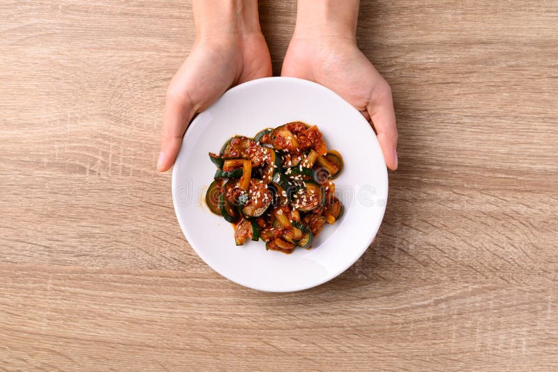 Kimchi Cucumber, Korean Food Side Dish, Table Top View Stock Image ...