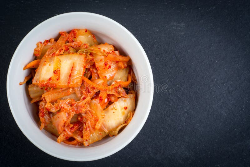 Kimchi, Fermented Chinese Cabbage in Hot Chili Sauce , in Bowl with ...