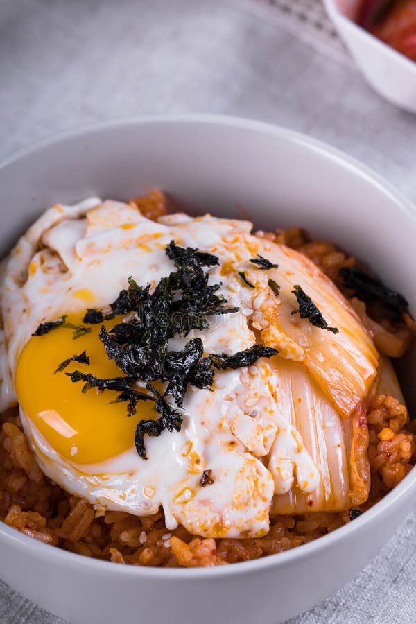Kimchi Fried Rice with Fried Egg and Nori Stock Photo - Image of napa ...