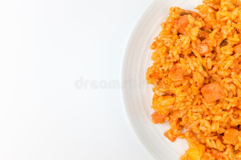 Kimchi Fried Rice on White Background Stock Photo - Image of korean ...