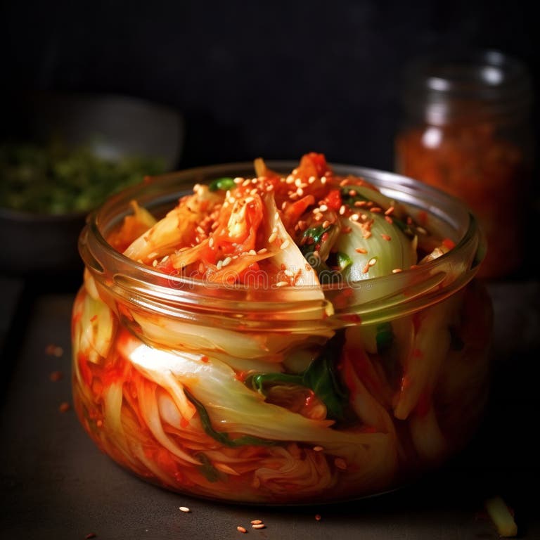 Kimchi: Korean Fermented Vegetable Dish in Jar Stock Illustration ...