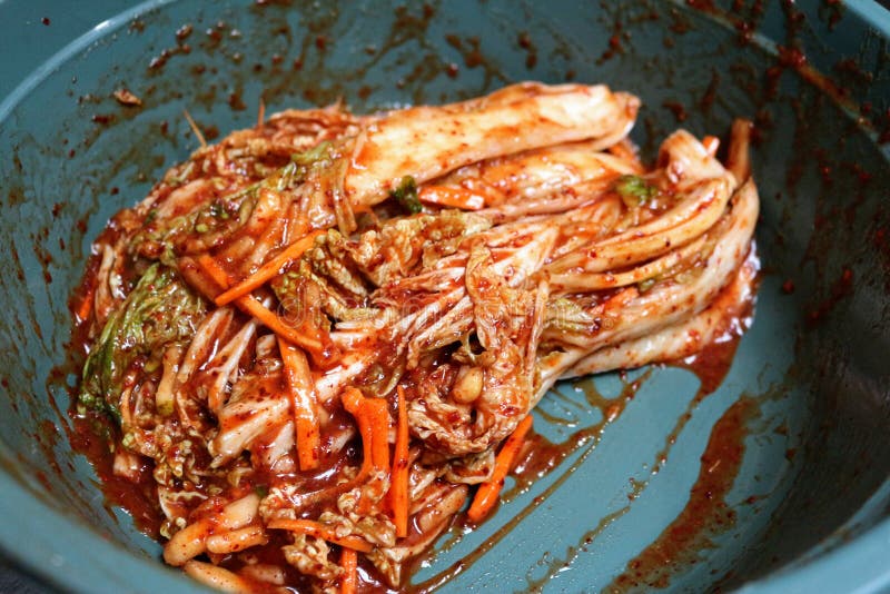 Kimchi in the Making Process. Stock Photo - Image of animal, kimchi ...