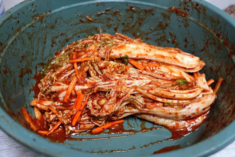 Kimchi in the Making Process. Stock Photo - Image of meal, fish: 250014552