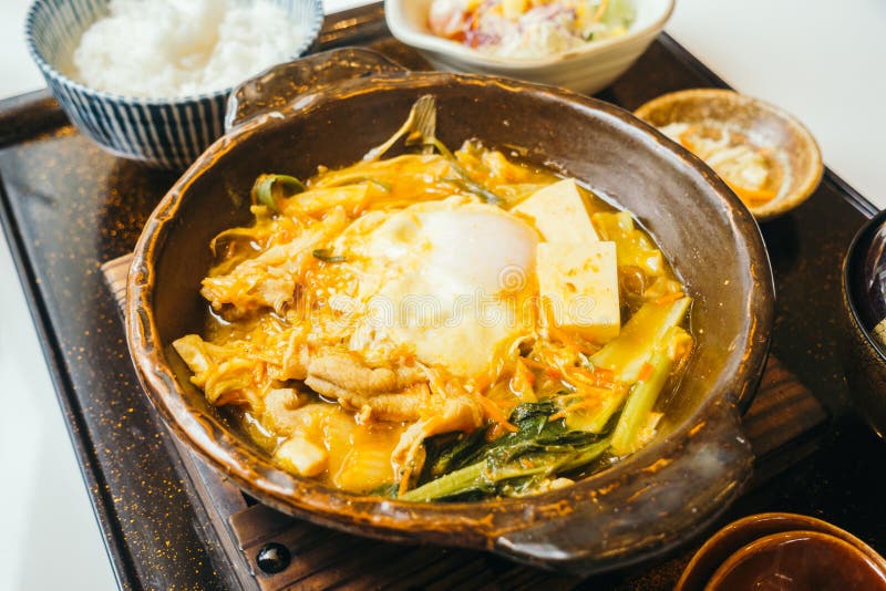 Kimchi Nabe in Hot Plate with Rice Stock Photo - Image of beef, cuisine ...