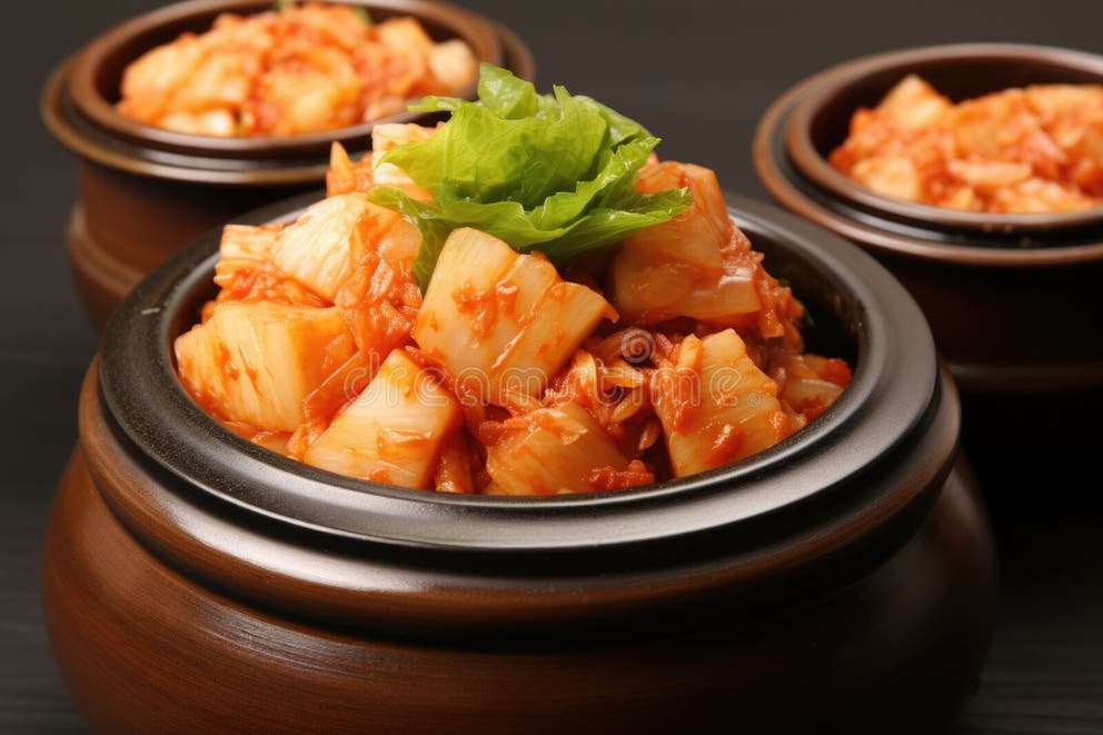 Kimchi Stacked in Traditional Earthenware Pots Stock Photo - Image of ...