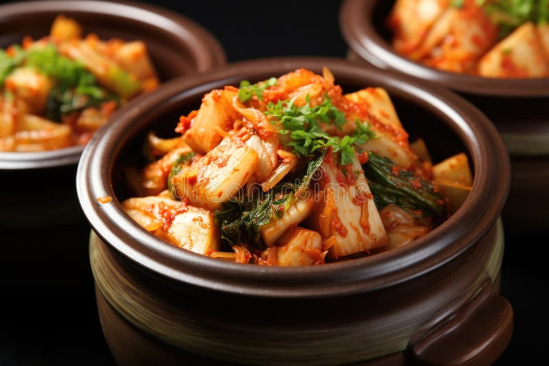 Kimchi Stacked in Traditional Earthenware Pots Stock Photo - Image of ...