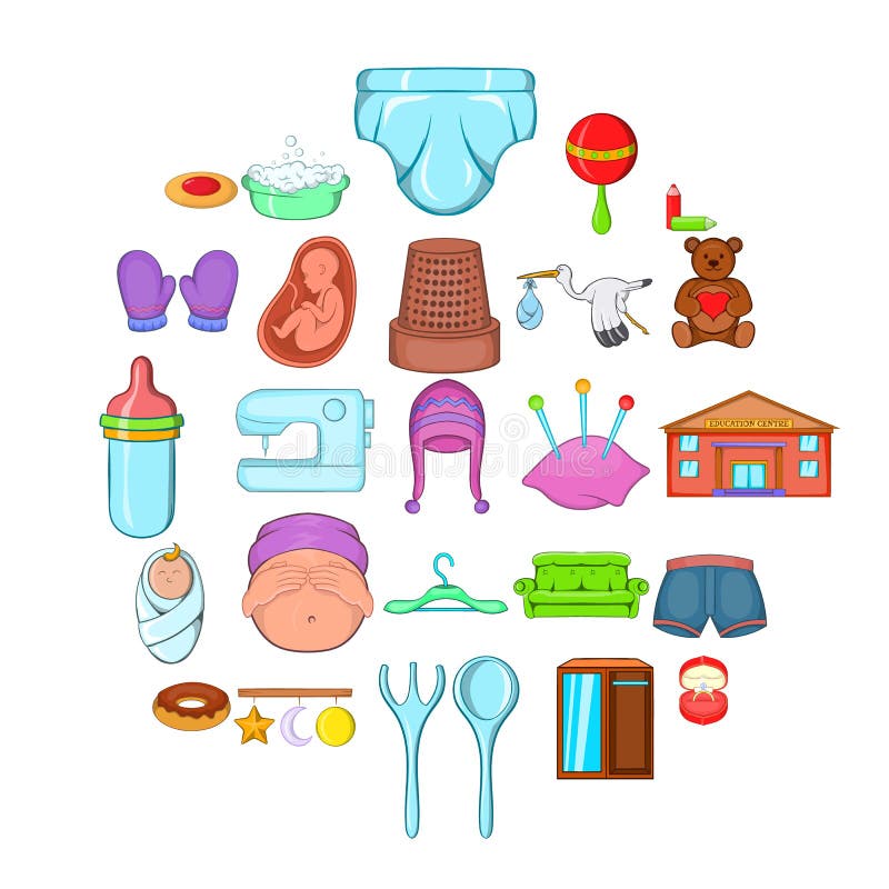 Kin Icons Set, Cartoon Style Stock Vector - Illustration of daughter ...