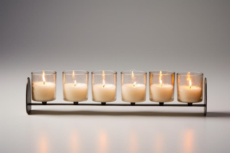 A Kinara Holder with Unlit Candles, Placed on a White Surface Stock ...