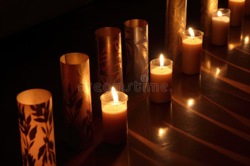 Kinaras Warm Candlelight Creating Elongated Shadows Stock Photo - Image ...