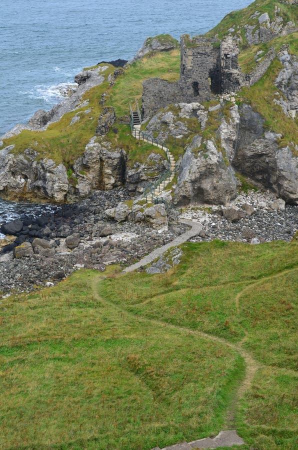 Kinbane Castle stock photo. Image of countryside, coastline - 121400966