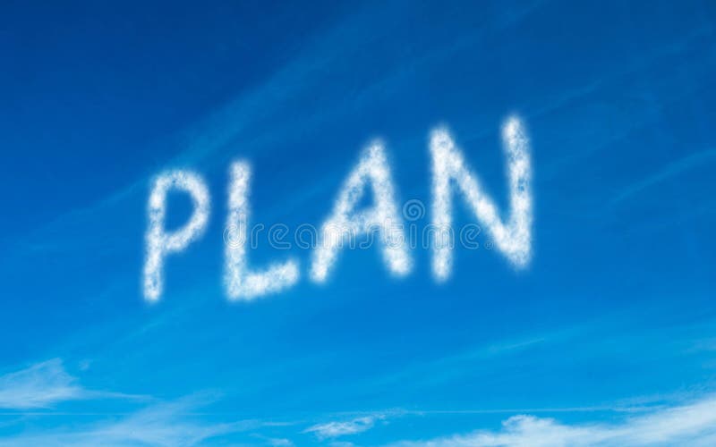Plan Written in White in Sky Stock Illustration - Illustration of ...