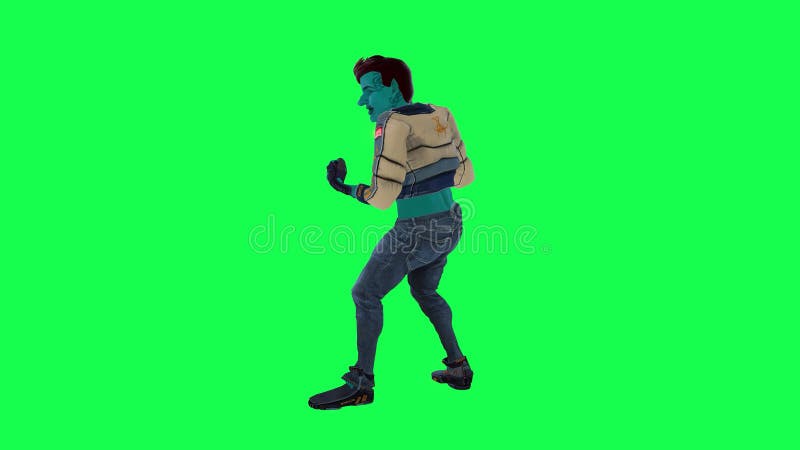 Kind Blue Giant Artist Playing Piano from Opposite Angle on Green ...