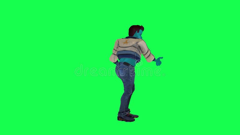 Kind Blue 3D Spaceman Watering Plants from Left Angle on Green Screen ...
