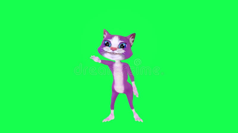 Kind 3D Talking Purple Cat Dancing from Opposite Angle on Green Screen ...