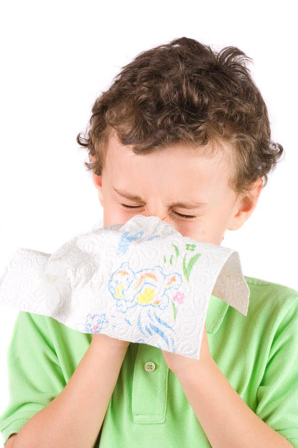 Kind dat zijn neus afveegt stock foto. Image of menselijk - 7918380