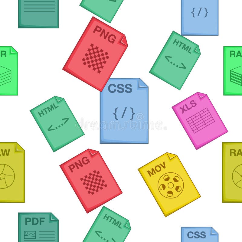 Kind of Files Pattern, Cartoon Style Stock Vector - Illustration of ...