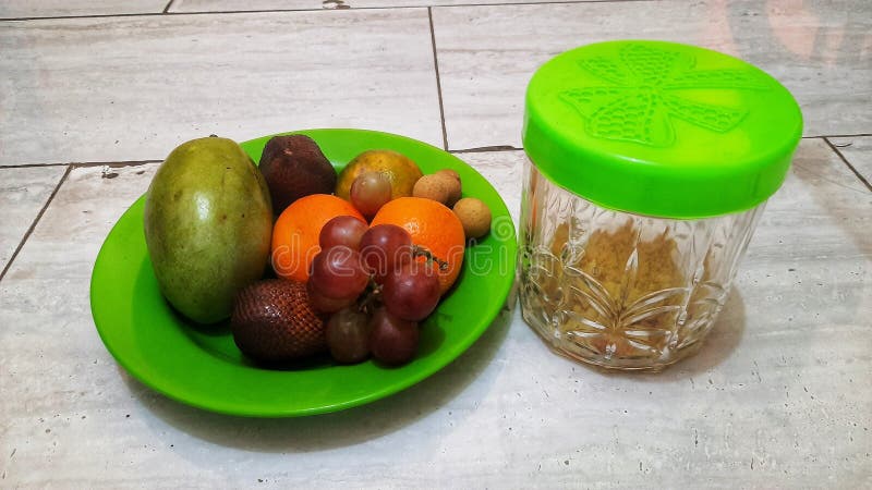 Kind of Fruit on the Plate and the Food Stock Image - Image of tree ...