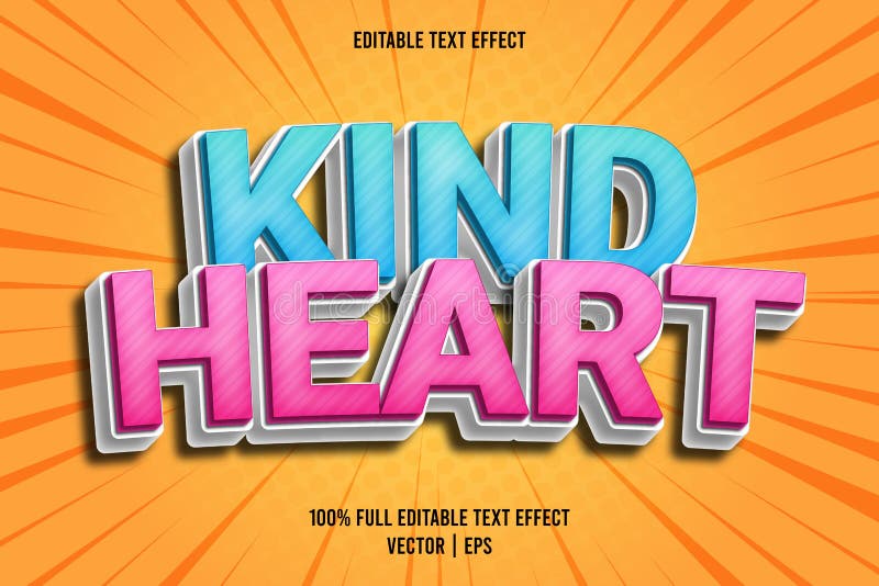 Kind Heart Editable Text Effect Comic Style Stock Vector - Illustration ...