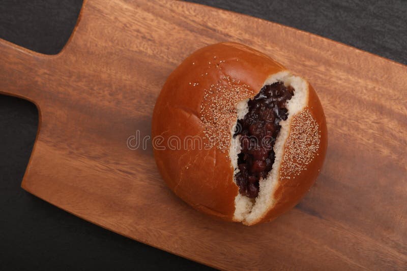 Japanese Round Bread Filled with Red Bean Paste. Stock Photo - Image of ...