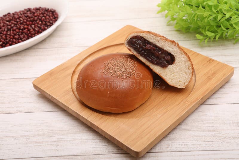 Japanese Round Bread Filled with Red Bean Paste. Stock Photo - Image of ...