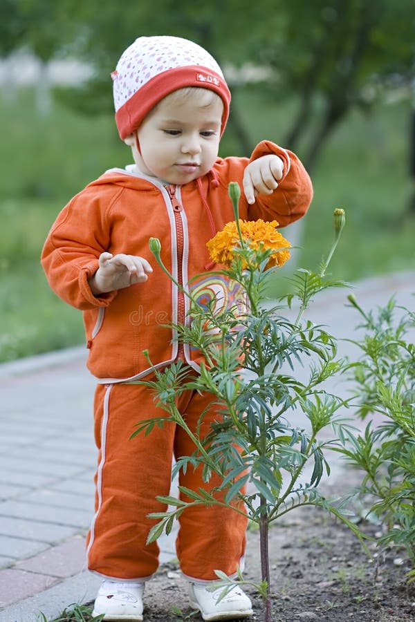 Kind mit Blume stockfoto. Bild von intelligent, finger - 2910154