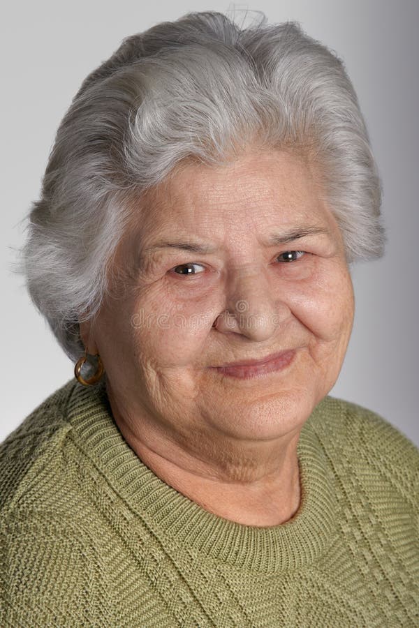 Smile of One Content Happy Senior Old Woman Stock Photo - Image of ...