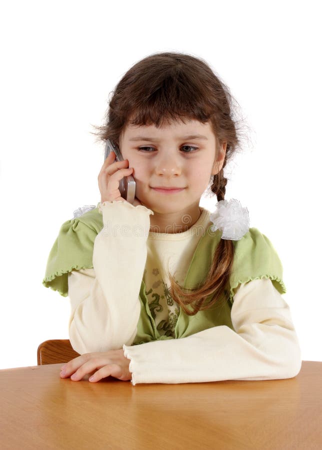 Das Kind Spricht Durch Telefon Stockfoto - Bild von telefon, zellular ...
