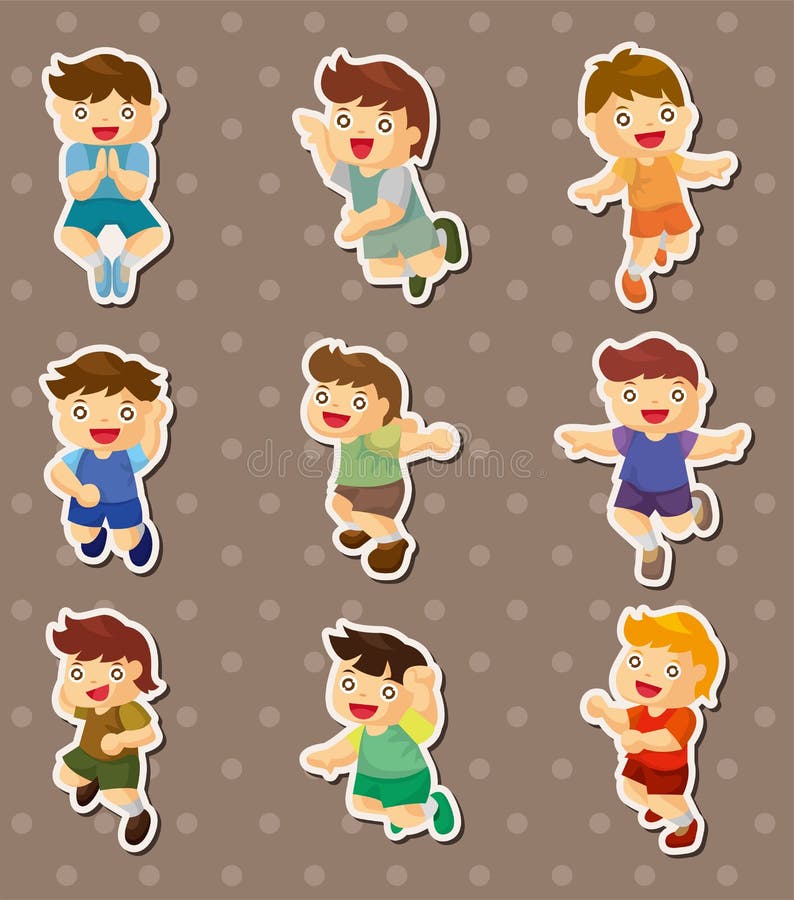 Kind springen Aufkleber vektor abbildung. Illustration von zeichen ...