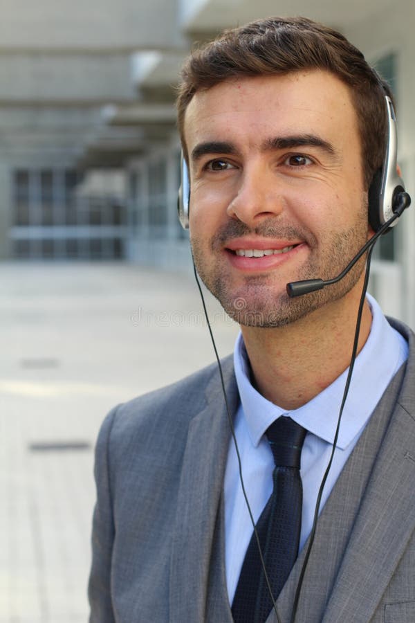Kind Telemarketing Operator Doing His Thing Stock Photo - Image of ...